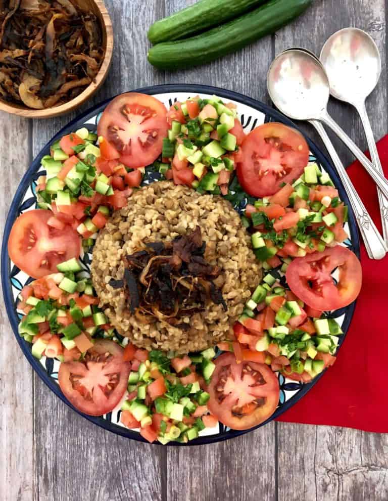 Mujadara with Bulgur مجدرة مع برغل - Palestine In A Dish