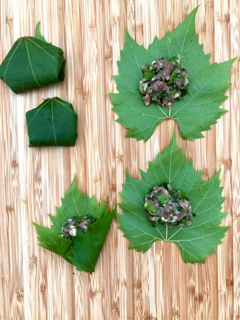Meat Patties in Fresh Beautiful Grape Leaves - Palestine In A Dish